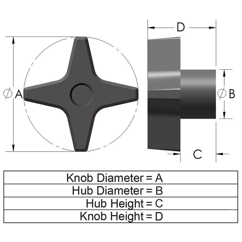 Buy 4-Arm Knob | KN4C----4S2B-90 | Essentra Components
