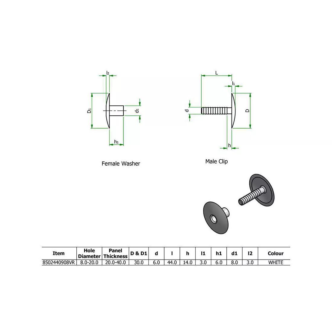 Buy Snap-Together Rivet | 8502440908VR | Essentra Components US