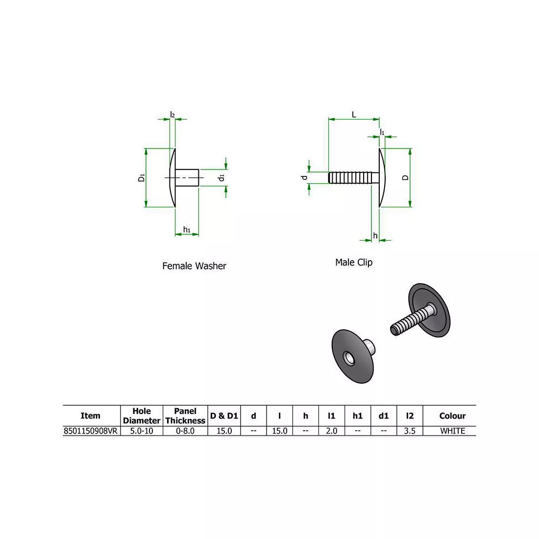 Buy Snap-Together Rivet | 8501150908VR | Essentra Components US